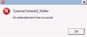 Unable to access shared folder: “An extended error has occured ...
